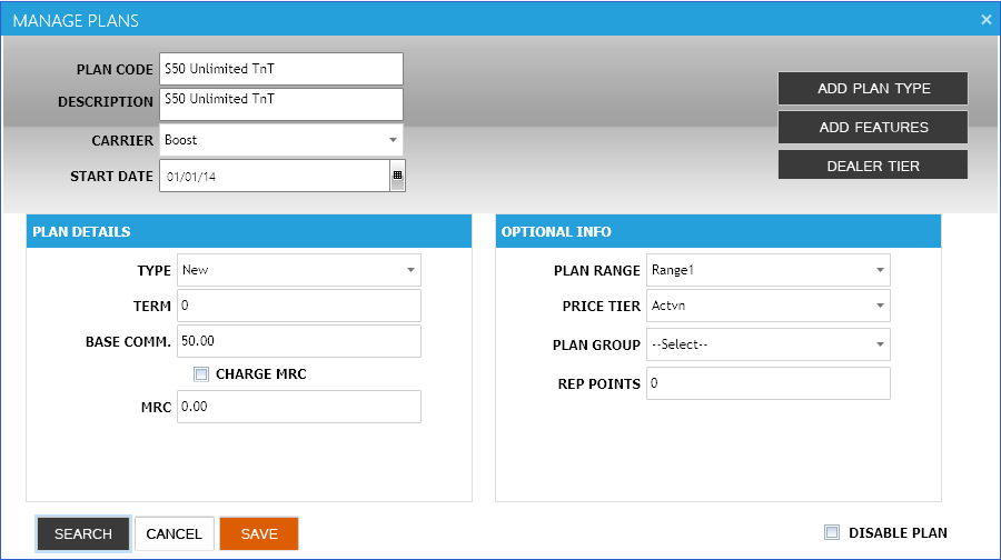 Manage Plans – Cellphone POS Documentation
