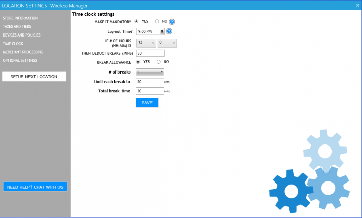 Time Clock – Cellphone POS Documentation