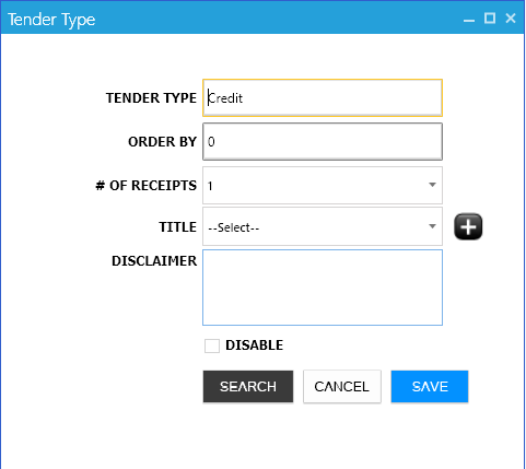 Creating Tender Types – Cellphone POS Documentation